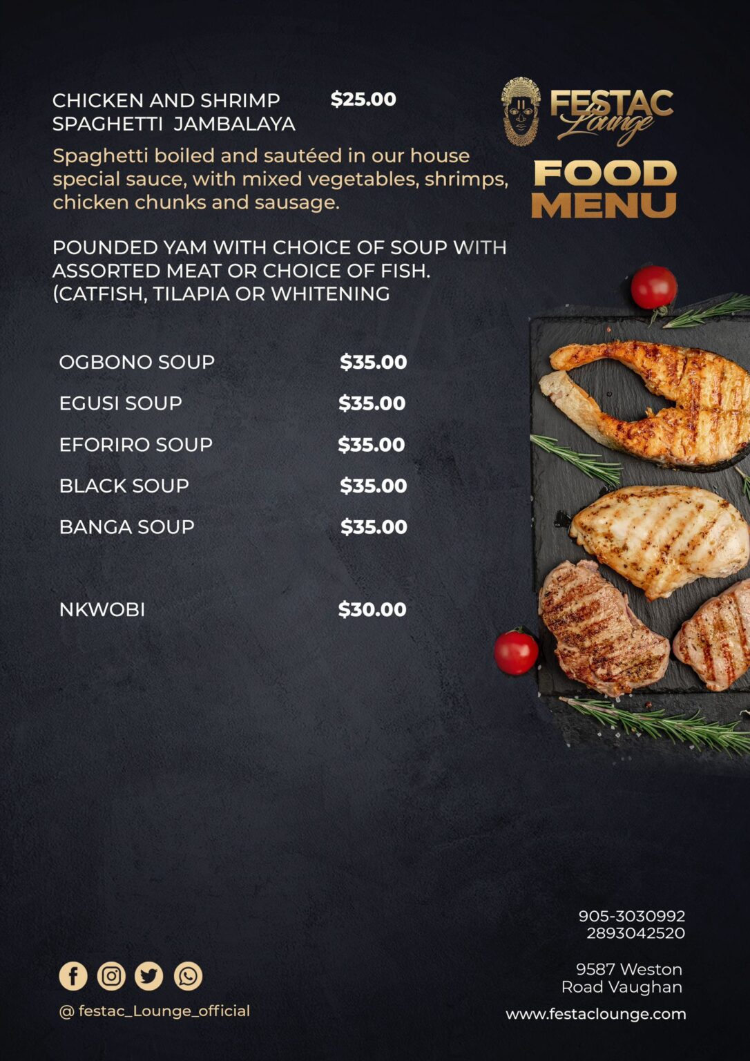 Food Menu – Festac Lounge