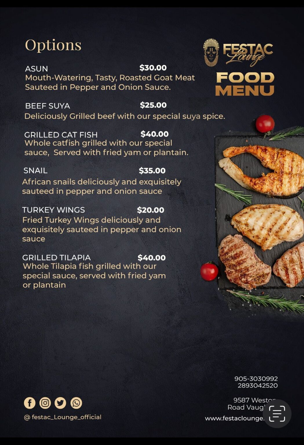 Food Menu – Festac Lounge